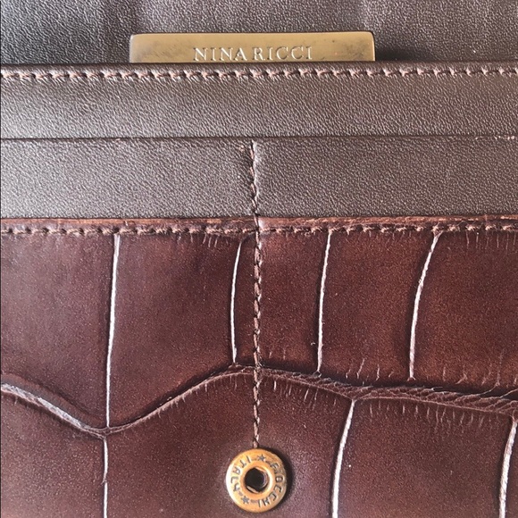 Nina Ricci | Bags | Nina Ricci Vintage Crocodile Leather Brown Wallet ...